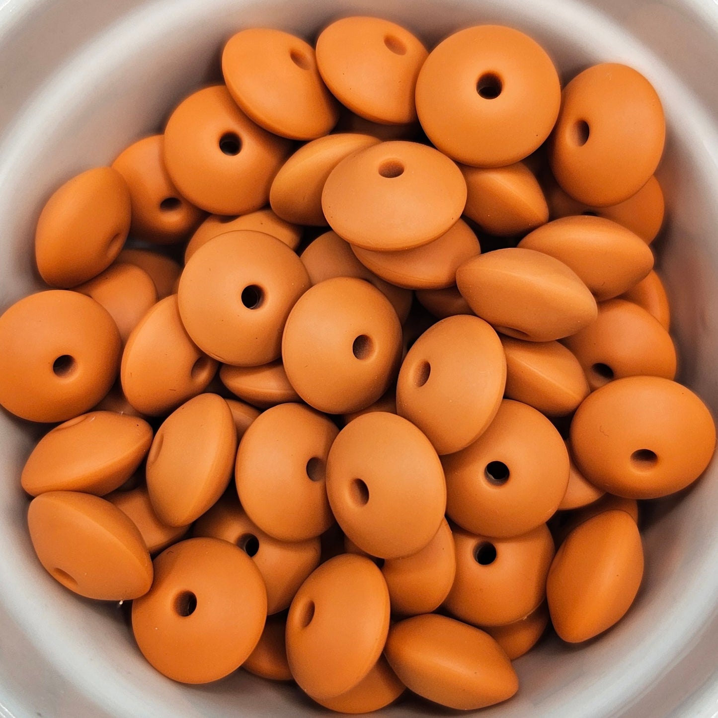 Lentil Silicone Bead - 12mm - Golden Rust – Cutey K Blanks