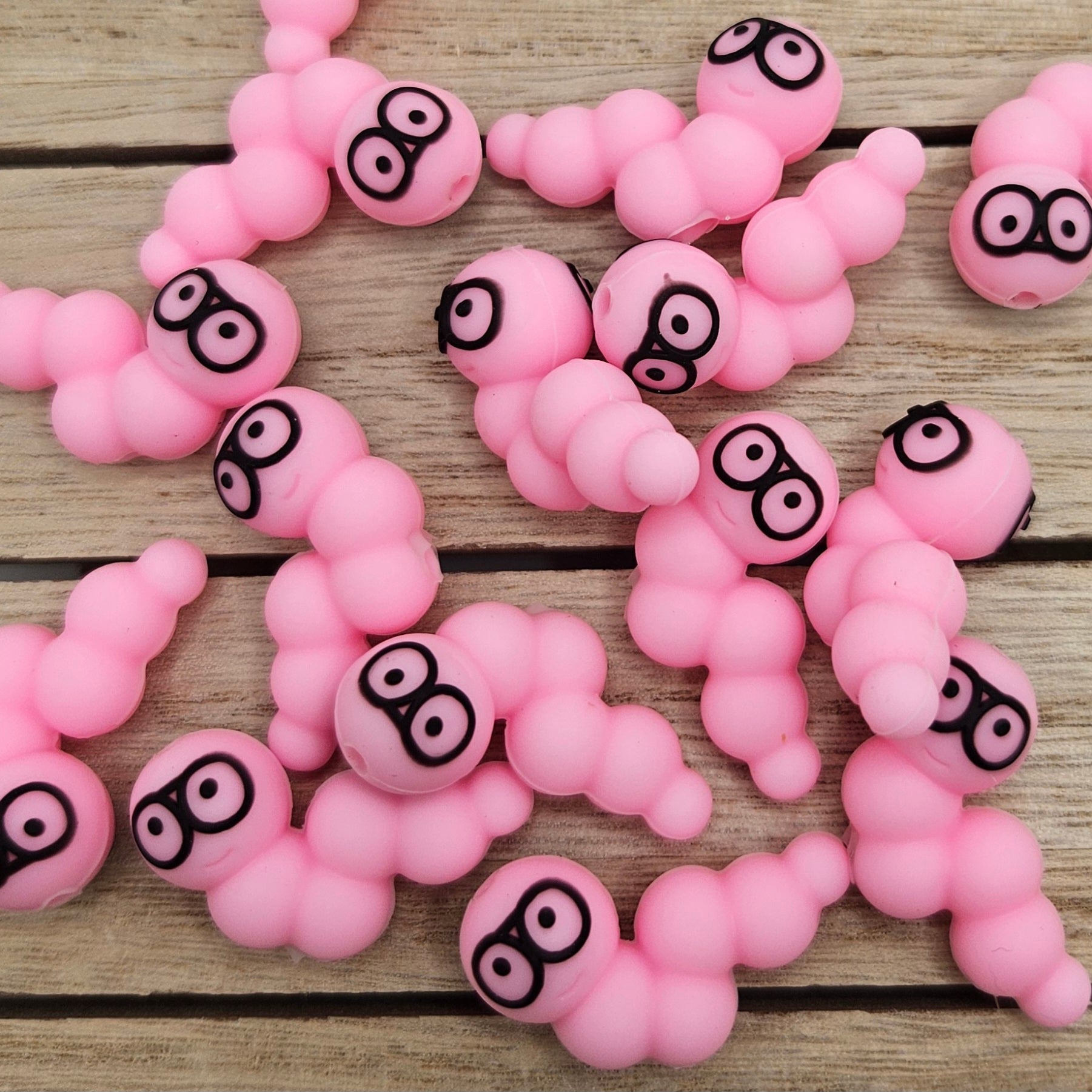 Silicone Focal Beads: 3D pink worm | Cartoon Beads | DIY Craft Beads ...
