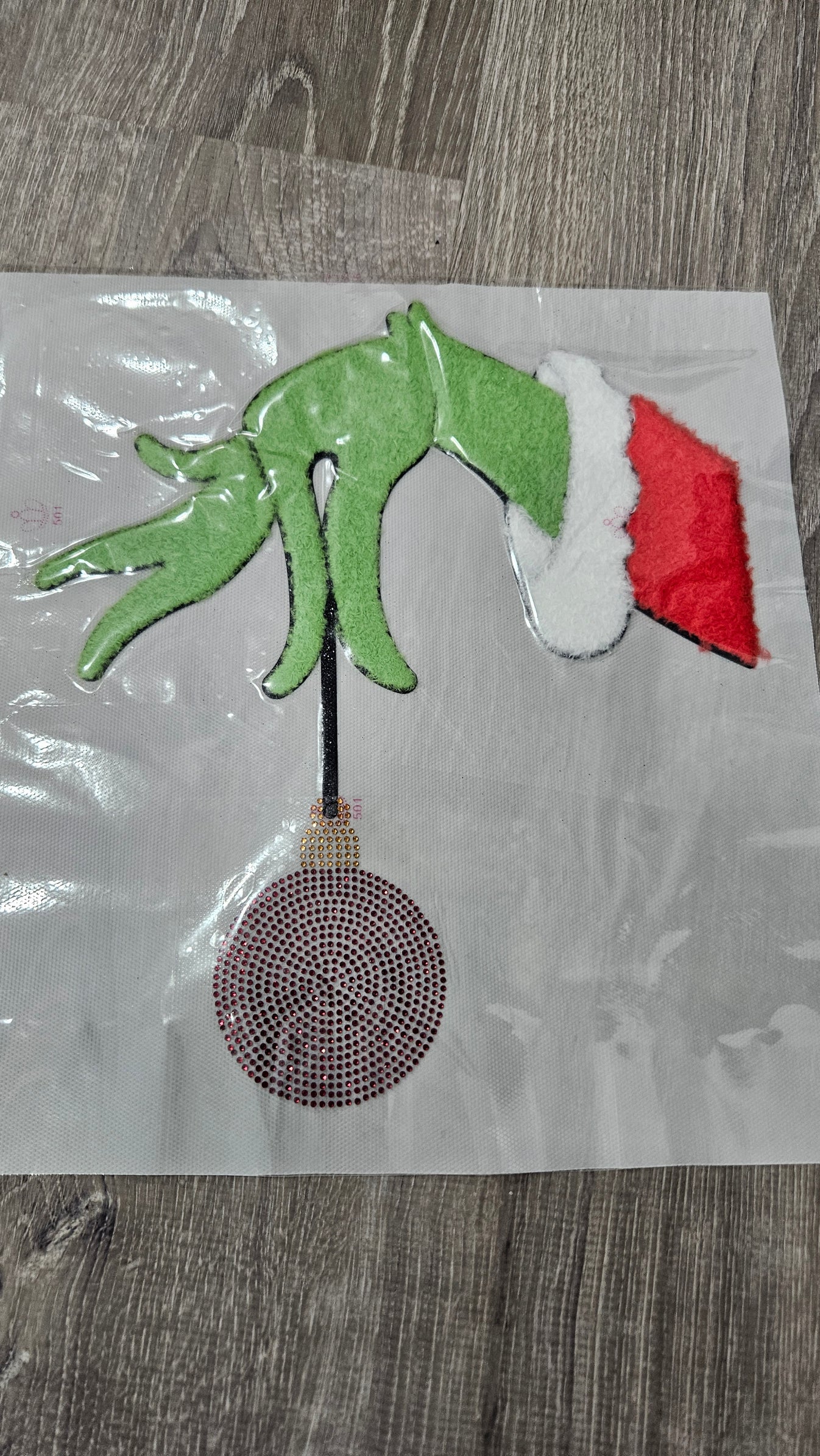 Rhinestone and Chenille Iron On Patch: Grinch Hand – PRINTcess Ink